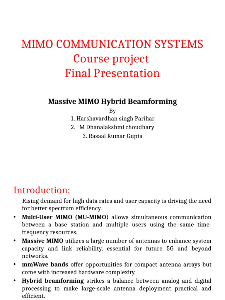 Mimo Communication Systems PPT Final | PDF | Mimo | Broadcast Engineering