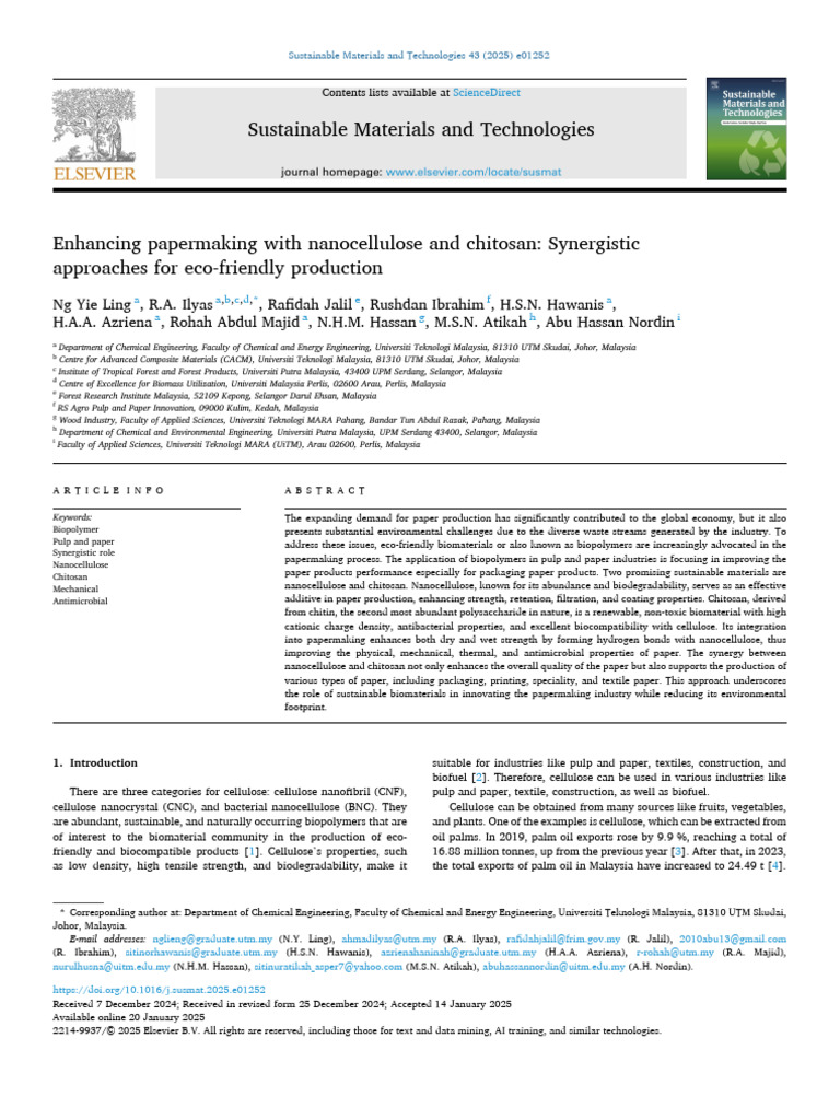 Enhancing Papermaking With Nanocellulose and Chitosan Synergistic | PDF ...