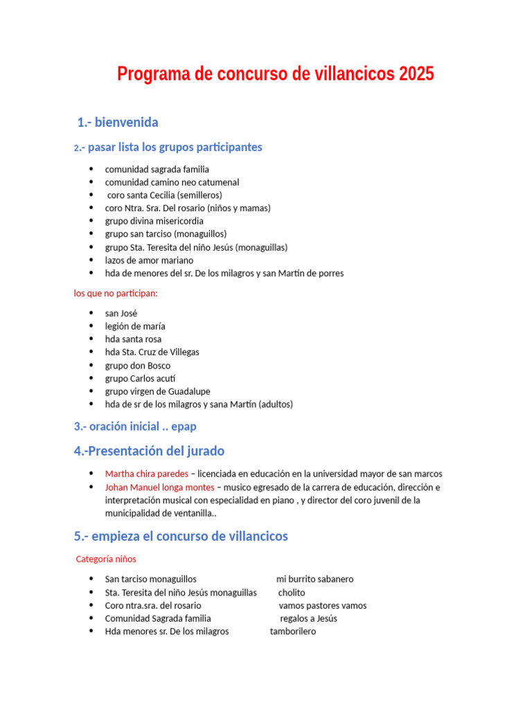 Concurso de Villancicos 2025 | PDF