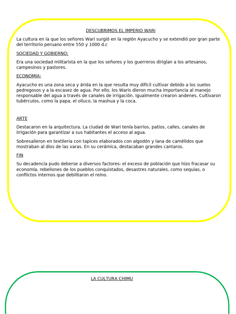 Descubrimos El Imperio Wari-chimu y Chincha | PDF