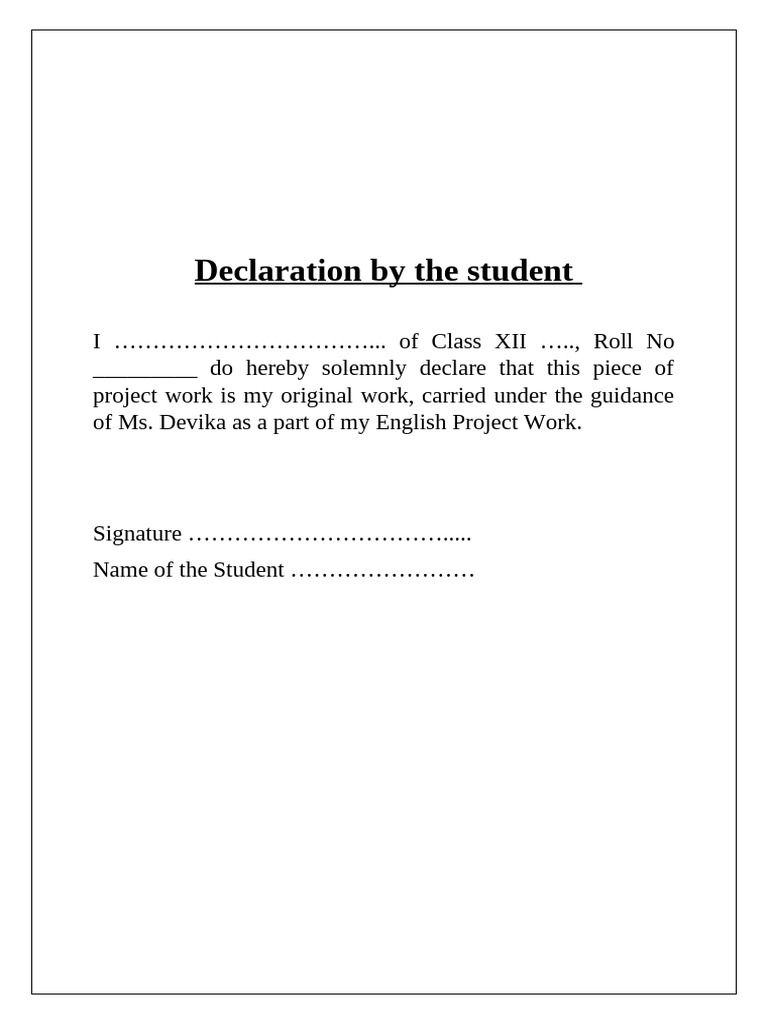 Class XII Project Declaration Form | PDF
