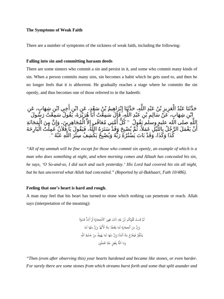 The Symptoms of Weak Faith | PDF | Abrahamic Religions | Semitic Words ...