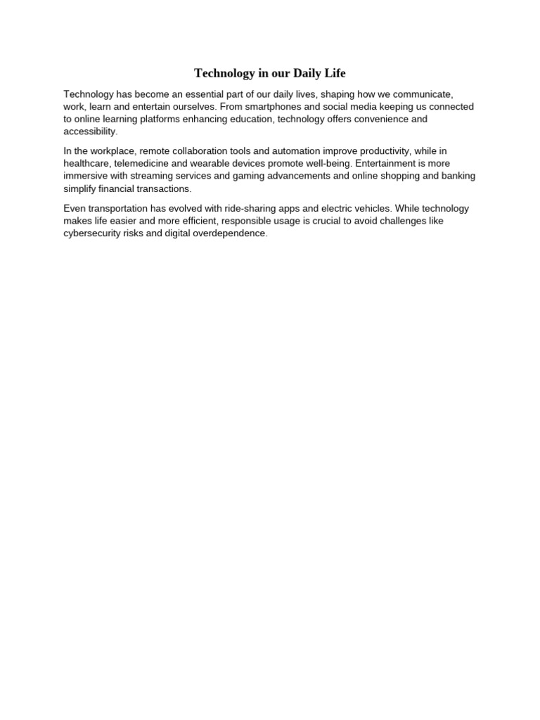 Impact of Technology on Daily Life | PDF
