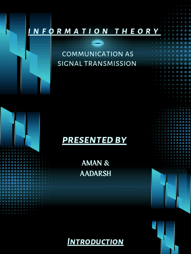 Information Theory Communication As Signal Transmission PDF | PDF