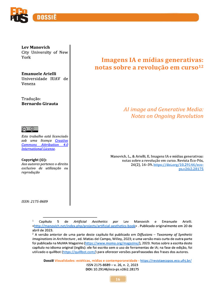 3 LEV MANOVICH - Imagens IA e Mídias Generativas | PDF