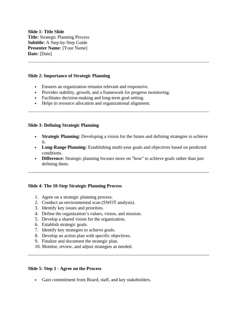 Strategic Planning Process Guide | PDF | Strategic Planning | Goal