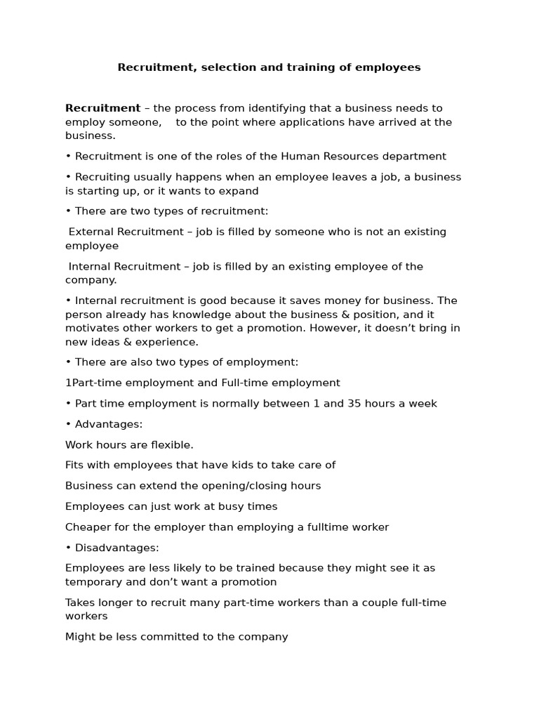 Recruitment Notes | PDF | Employment | Recruitment