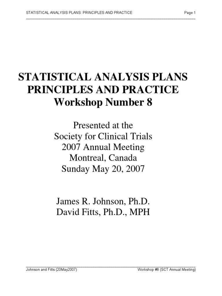 Statistical Analysis Plan | PDF | Clinical Trial | Food And Drug ...