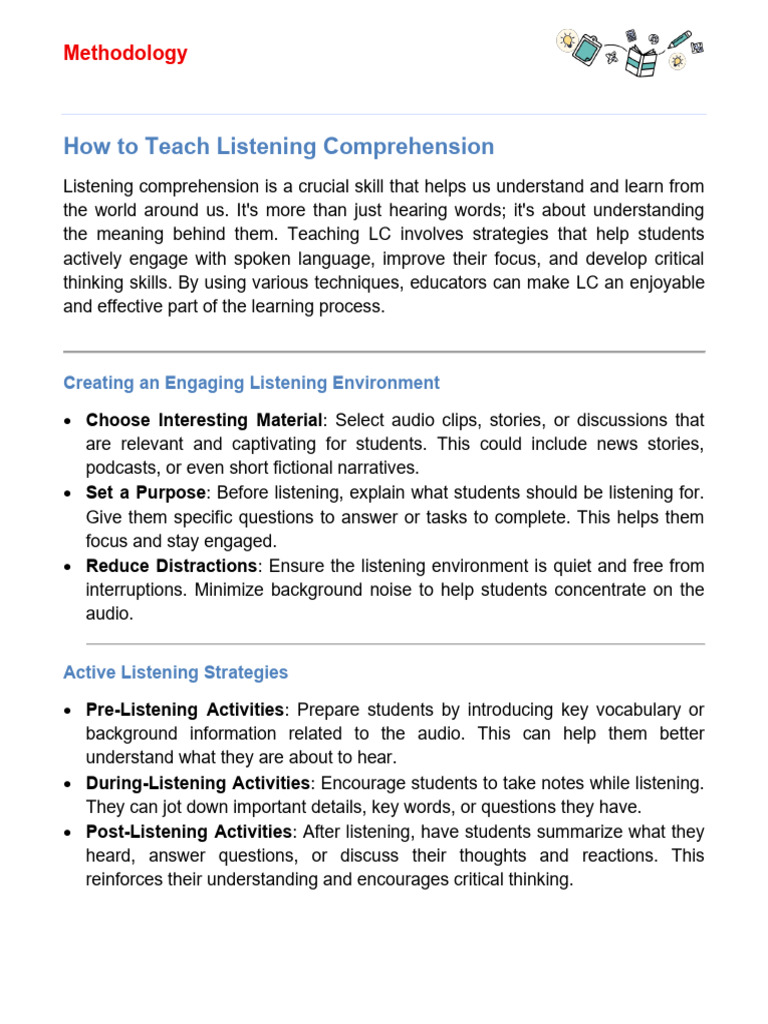 Teach Effective Listening Skills | PDF | Reading Comprehension | Learning