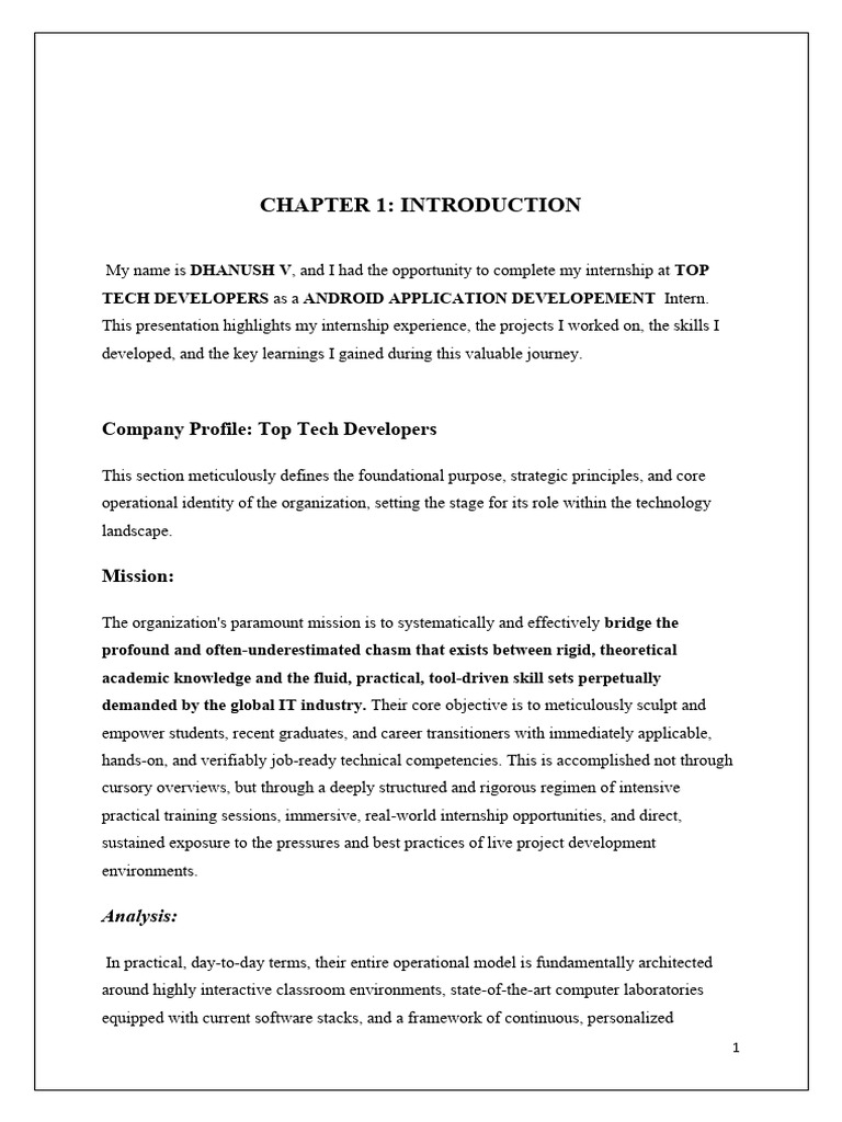Introduction Page Dhanush Intern Report | PDF | Software Development ...