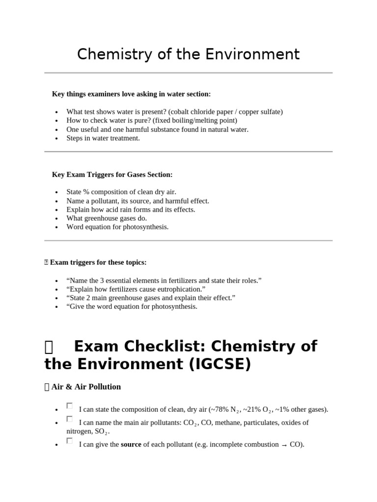 IGCSE Environmental Chemistry Guide | PDF | Fertilizer | Carbon Dioxide