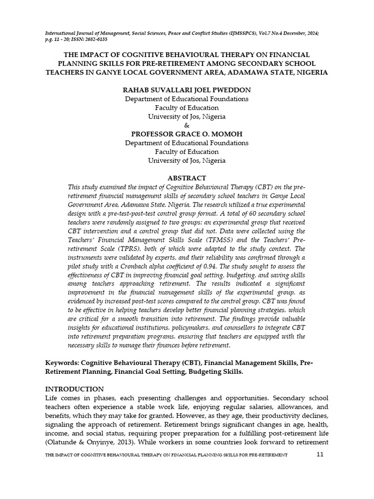 The Impact of Cognitive Behavioural Therapy On Financial Planning ...