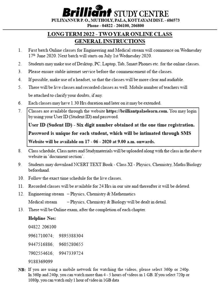 60538650ine Class General Instruction | PDF