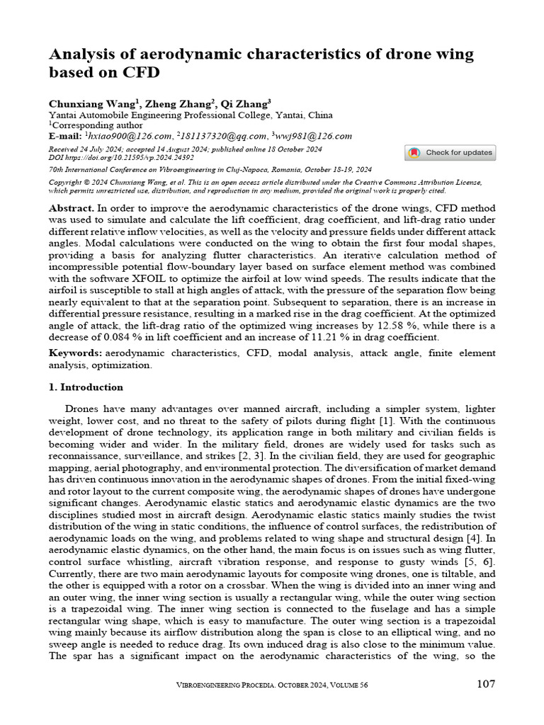 Drone Wing Aerodynamics Analysis via CFD | PDF | Lift (Force) | Drag ...