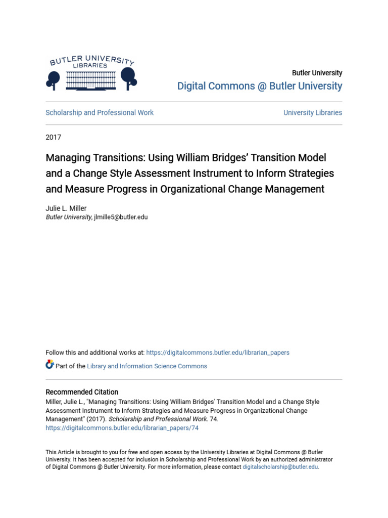 Managing Transitions with Bridges' Model | PDF | Libraries | Change ...