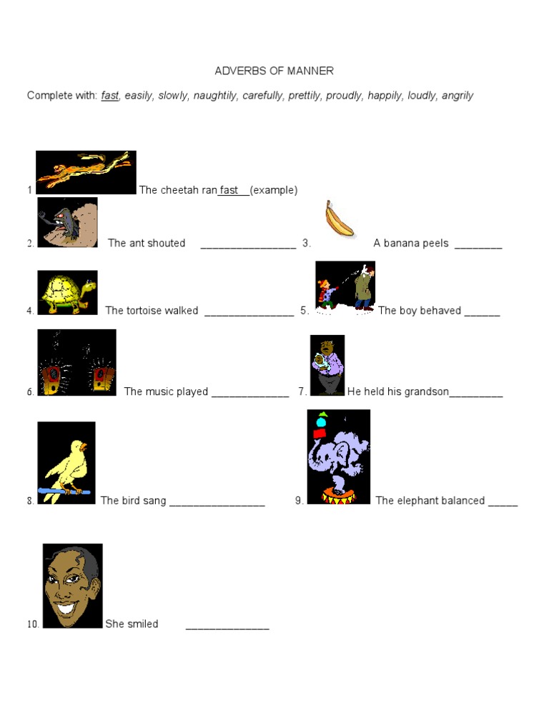 Adverbs of Manner Worksheet | PDF | Language Arts & Discipline