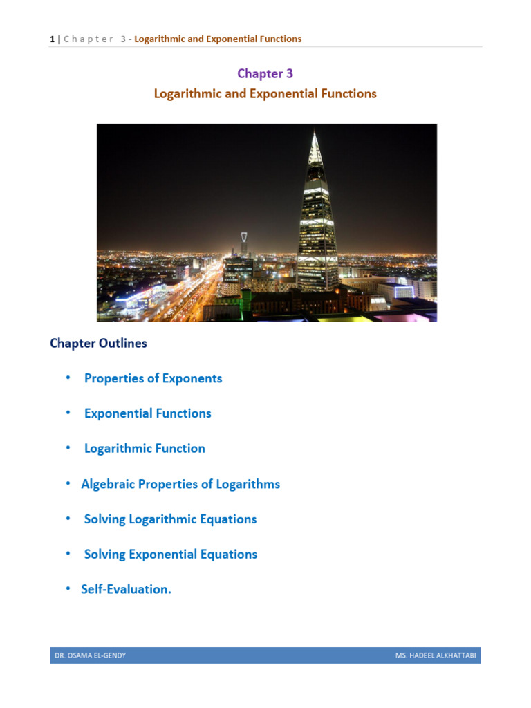Logarithmic and Exponential Functions Guide | PDF | Exponentiation ...