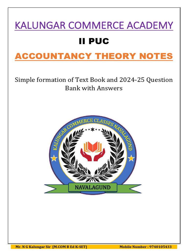 Accountancy Notes for II PUC Students | PDF | Debits And Credits ...