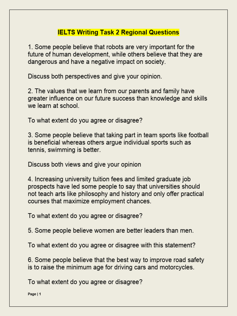 IELTS Writing Task 2 Topics List | PDF | Economies