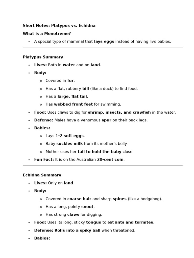 Platypus and Echidna" | PDF