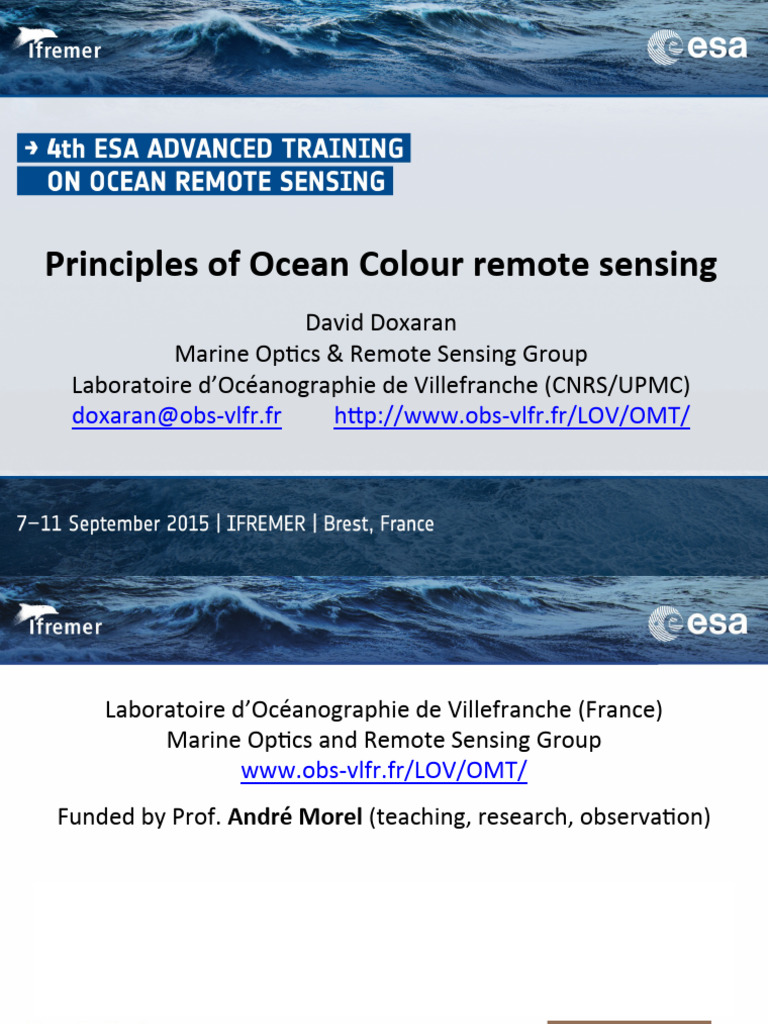 Ocean Colour Remote Sensing Principles | PDF | Electromagnetic ...