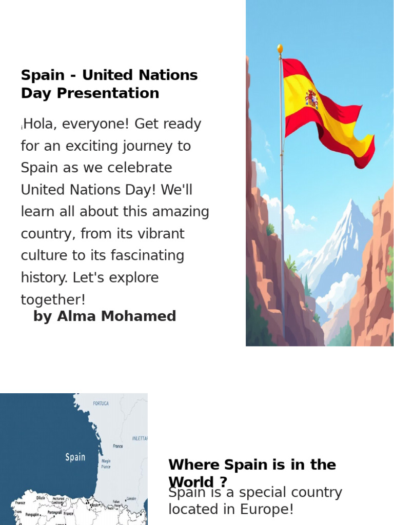 Spain United Nations Day Presentation ALMA MOHAMED | PDF | Spain | Foods