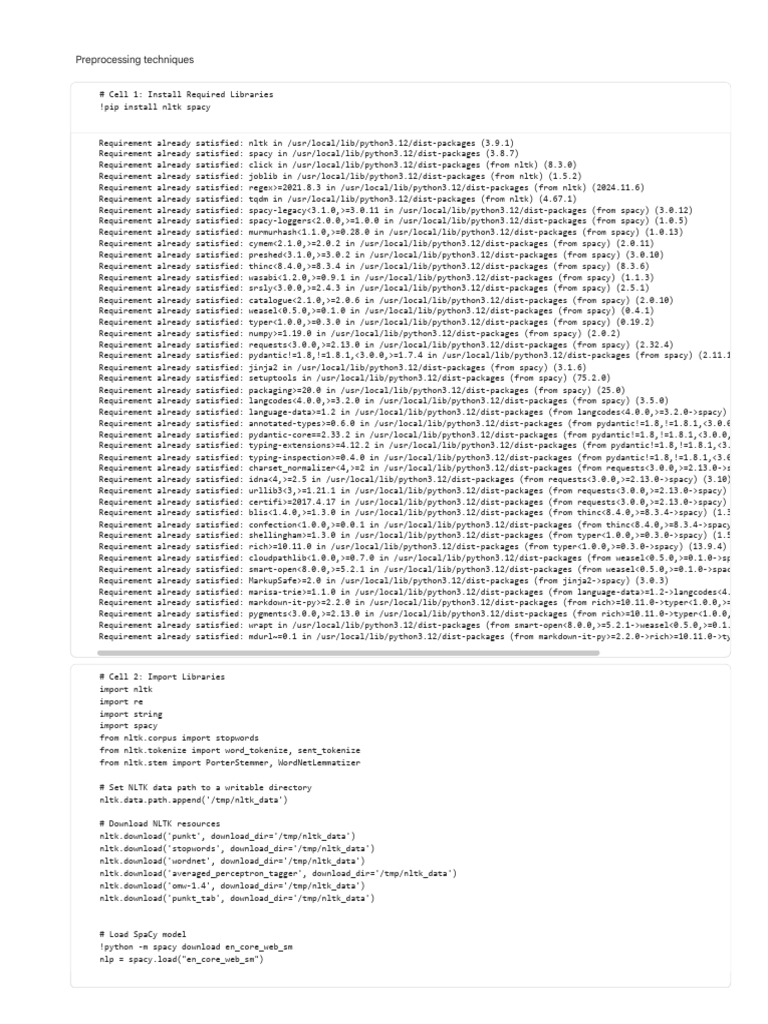 NLP Preprocessing Techniques - Ipynb - Colab | PDF | Linguistics | Text