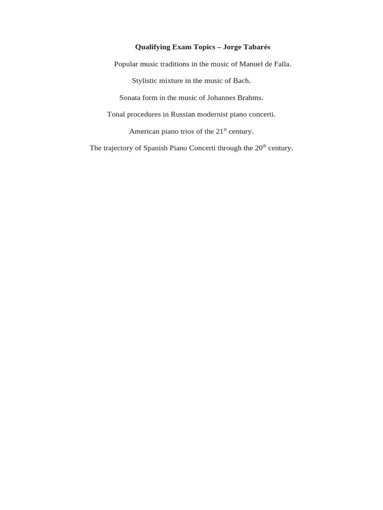 Qualifying Exam Topics - Jorge Tabarés | PDF