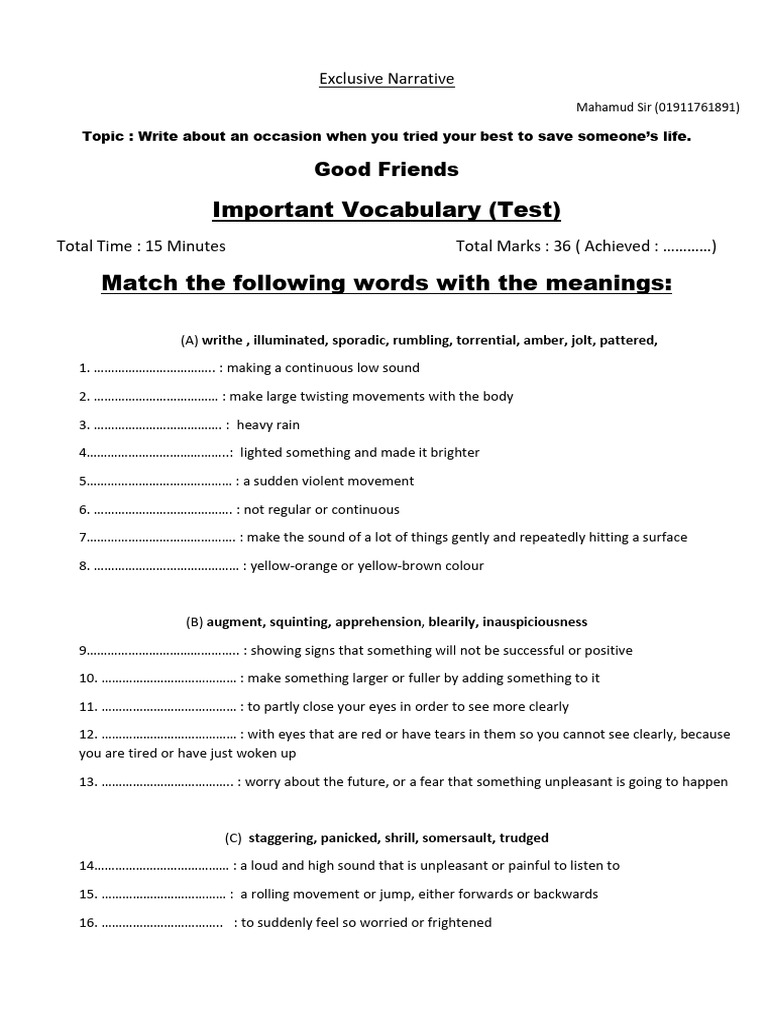 Life-Saving Friendship Story Exercise | PDF