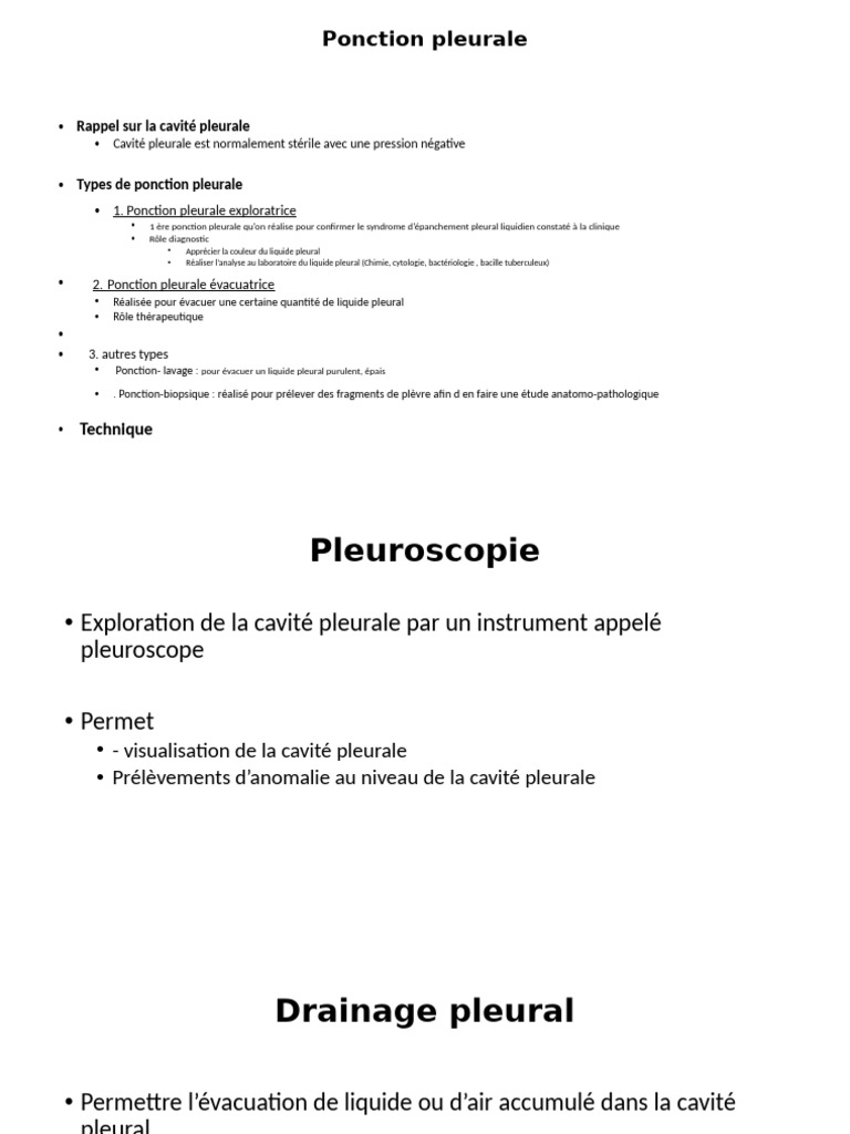 Types et techniques de ponction pleurale | PDF