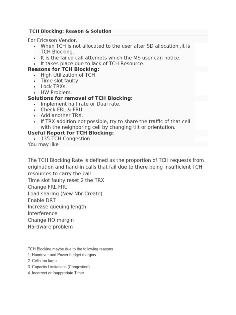 TCH Blocking | PDF