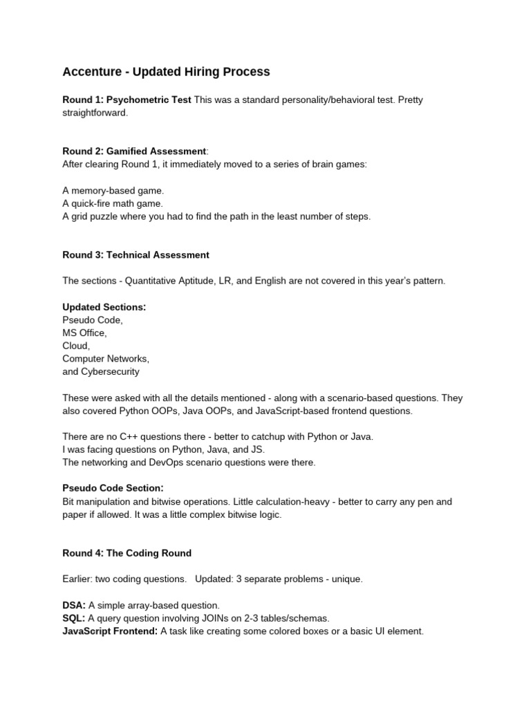 Accenture - Updated Hiring Process | PDF | Method (Computer Programming) | Class (Computer ...
