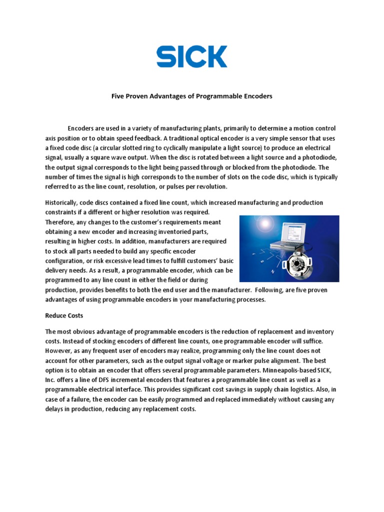 Whitepaper Five Advantages of Programmable Encoders | PDF | User ...