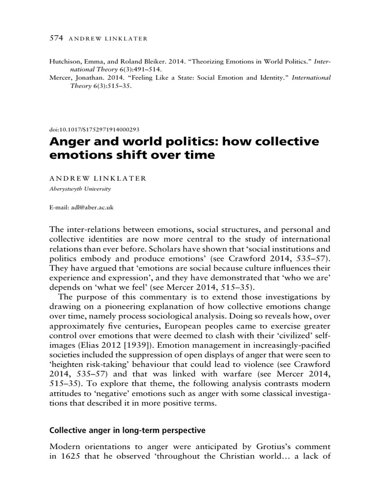 Anger and World Politics - How Collective Emotions Shift Over Time ...
