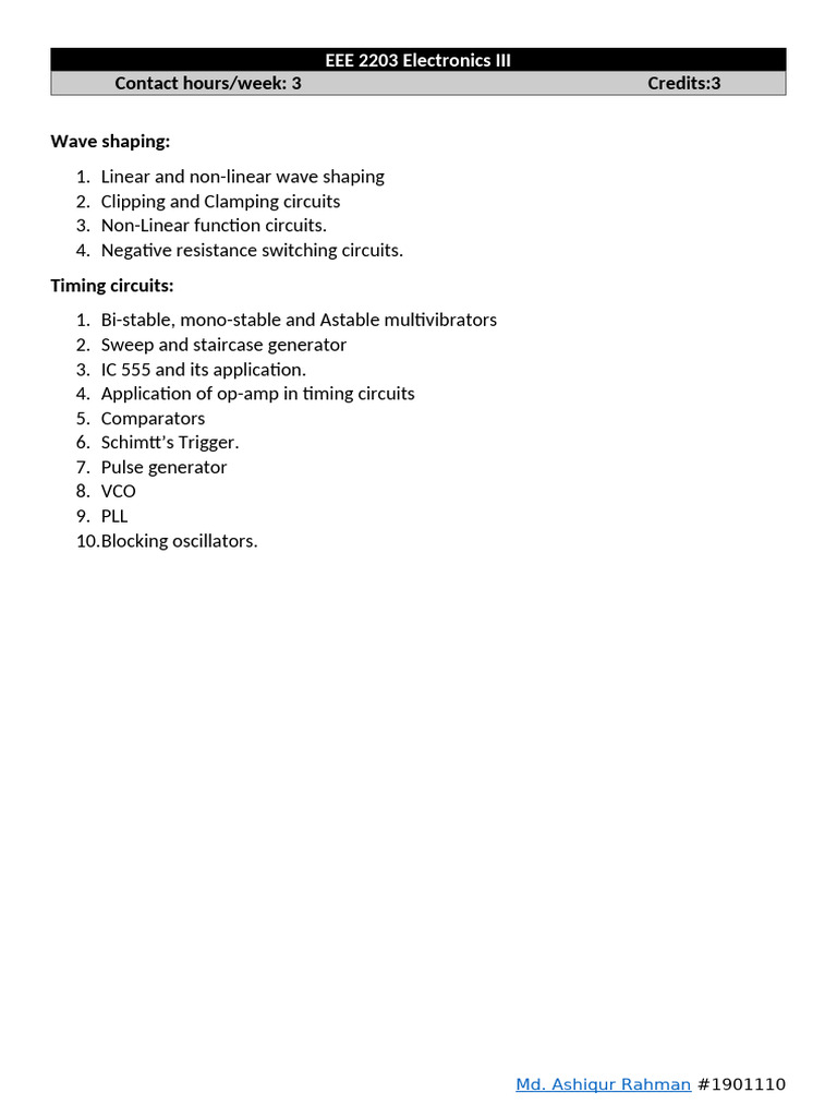 EEE 2203 Electronics III Answer | PDF | Detector (Radio) | Electrical ...