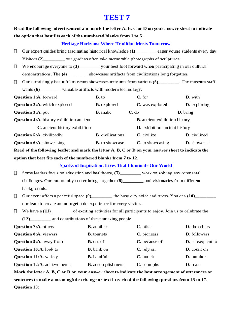 Test 7 - Gk1 Global 12 - New 2026 (HS) | PDF | Sustainability ...
