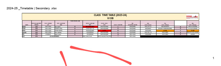 2024-25 Secondary Class Timetable | PDF