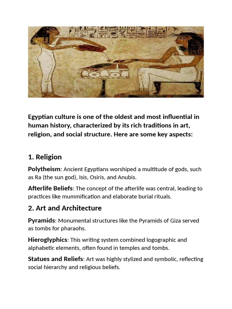Egyptian Culture Is One of The Oldest and Most Influential in Human ...