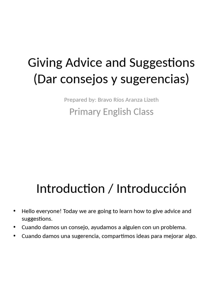 Giving Advice and Suggestions Presentation | PDF