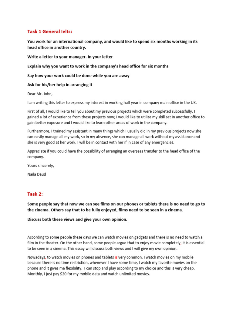 General Ielts Writing | PDF | Movie Theater