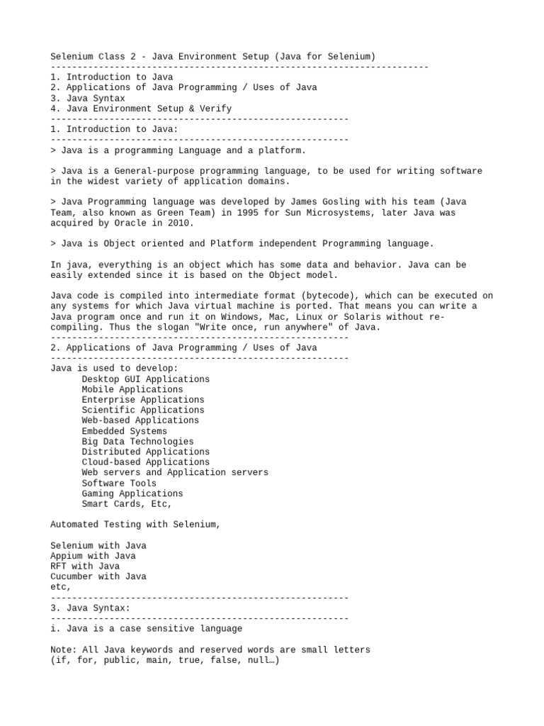 Selenium Class 2 | PDF | Java (Programming Language) | Application Software