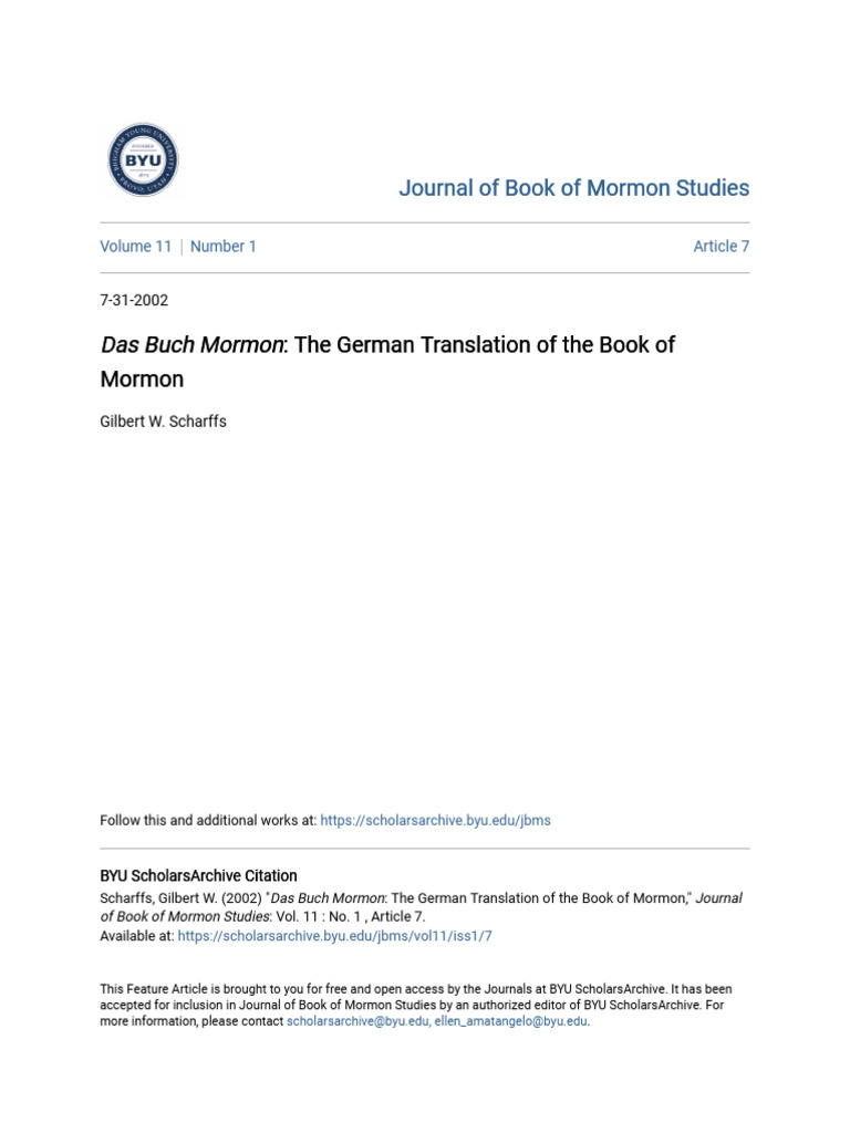 I - Das Buch Mormon - I - The German Translation of The Book of Mor ...