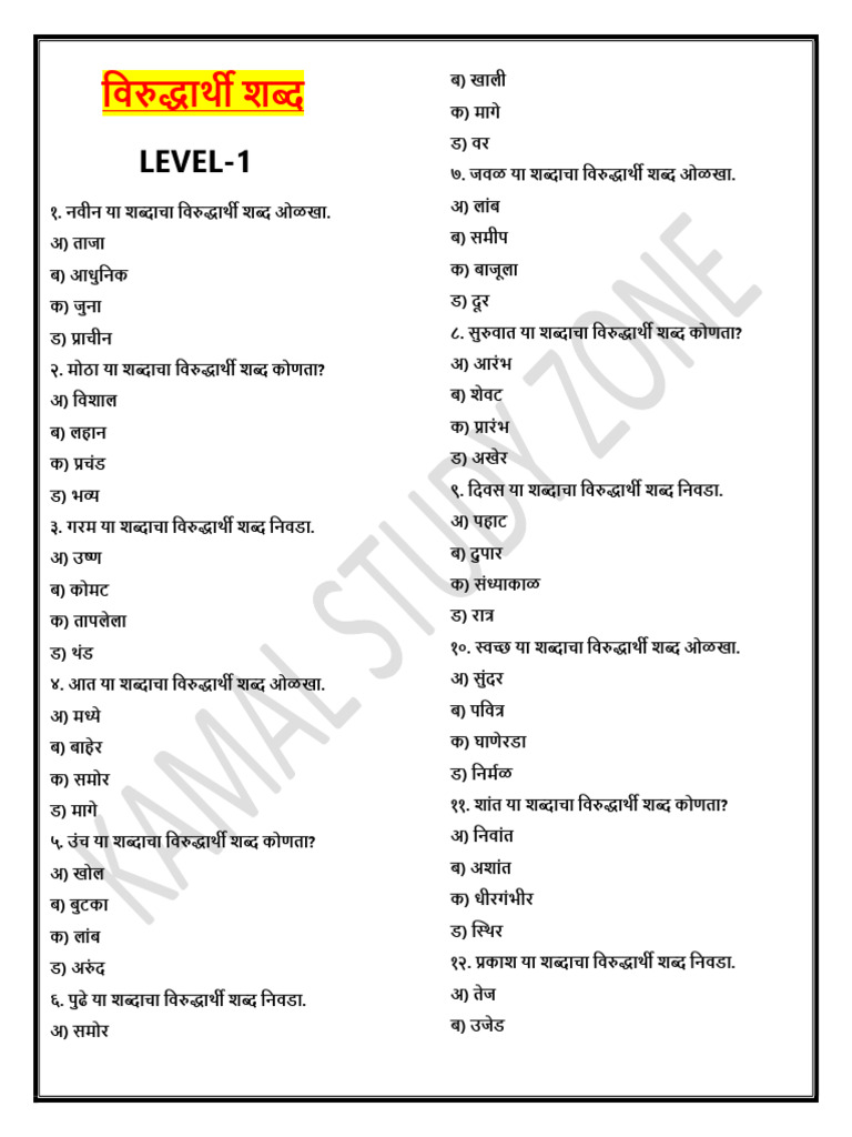 Virudharthi Shabda | PDF