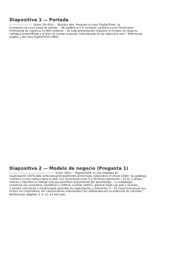 DigitalThink Speaker Notes | PDF | Ventas | Economias