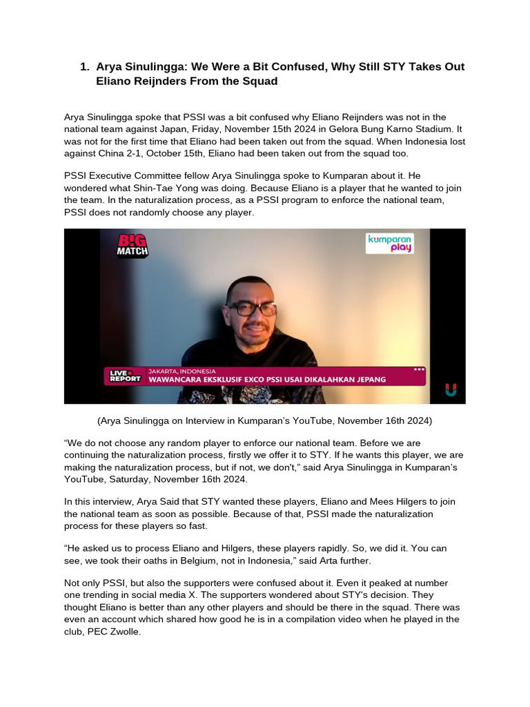 Eliano Reijnders' Exclusion Sparks Debate | PDF