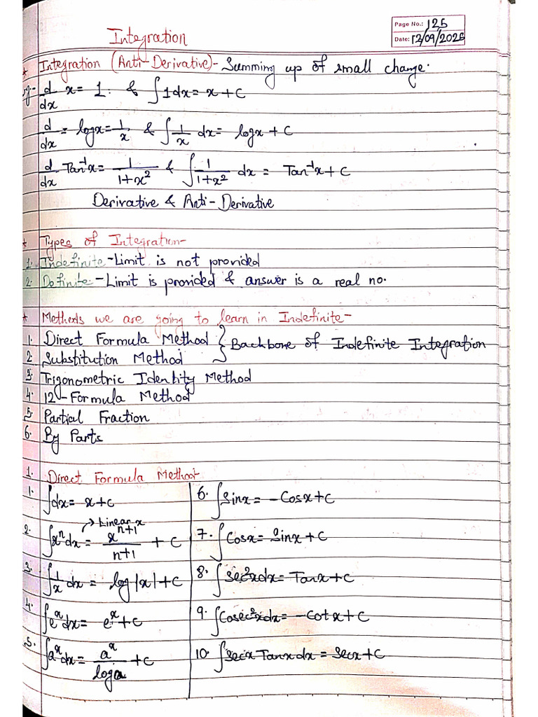 CH-7 Integrals Class 12 CBSE Notes | PDF