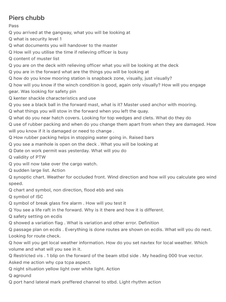 OOW (Unlimited) Orals Report - 2024-02 - Chubb - Pass | PDF