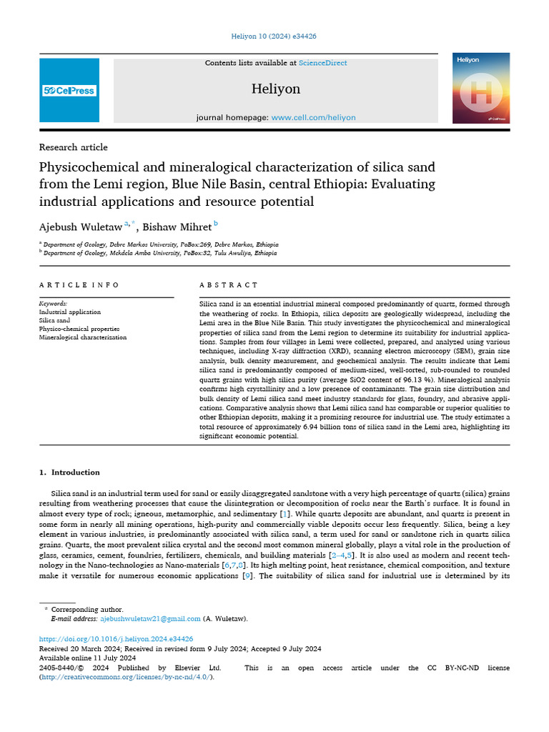 Physicochemical and Mineralogical Characterization | PDF | Sandstone ...