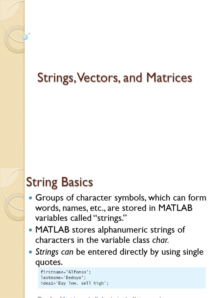 Strings, Vectors, and Matrices | PDF | Matrix (Mathematics) | Vector Space