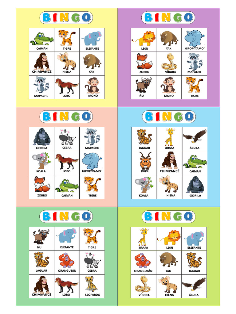 Bingo de Animales | PDF